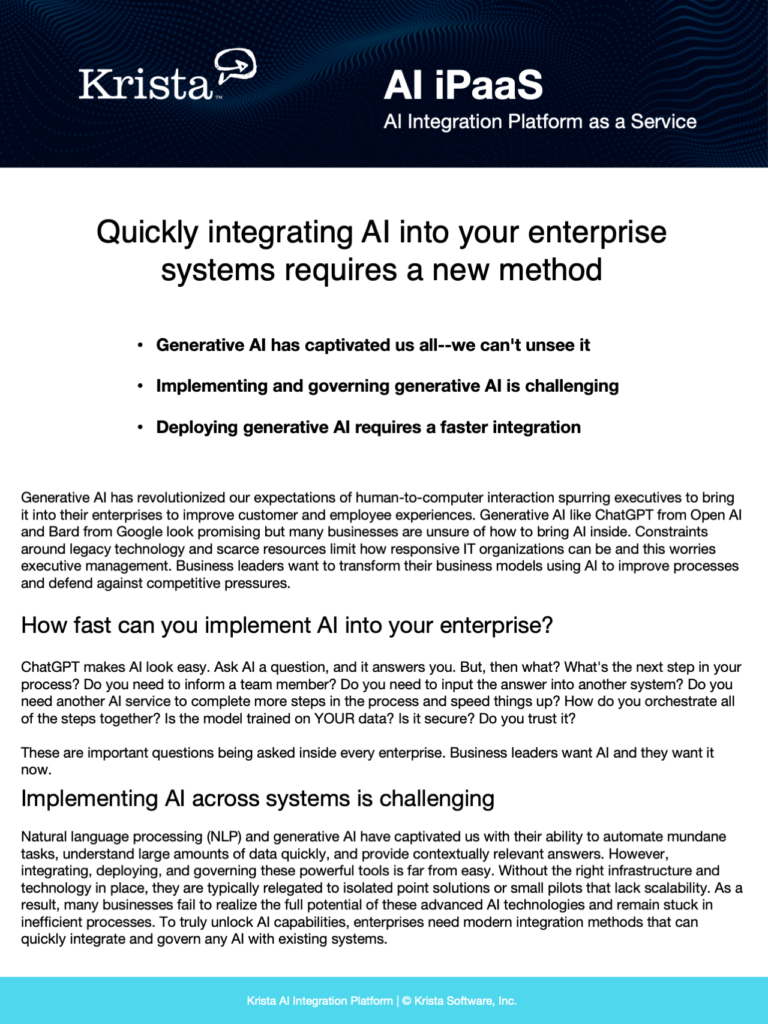 Krista AI Integration Platform Data Sheet